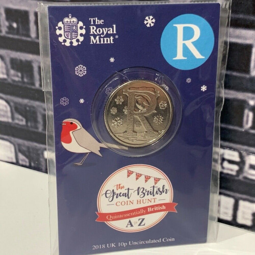 Royal Mint Letter R Robin 10p Coin Alphabet 2018 Uncirculated Carded on ...