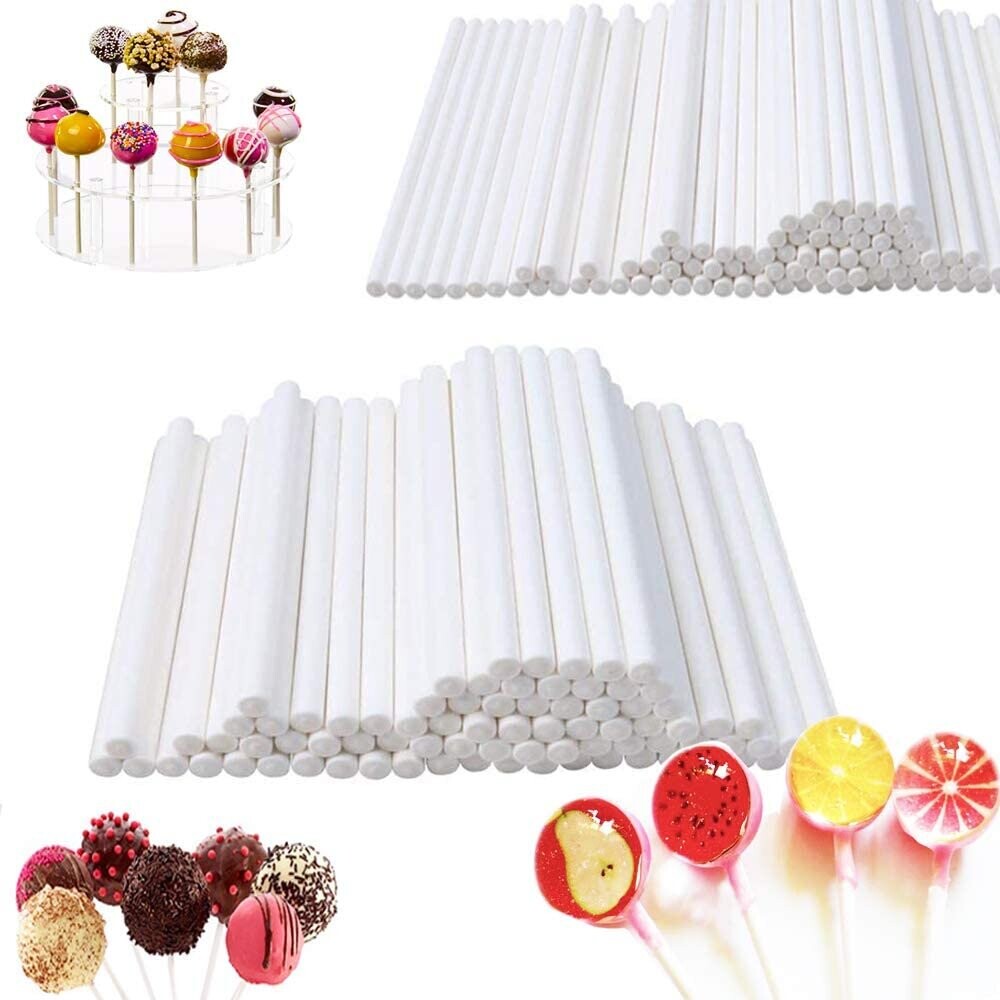 50/100Pcs/set Plastic Lollipop Stick Safe White Cake Pop Sucker Sticks ...