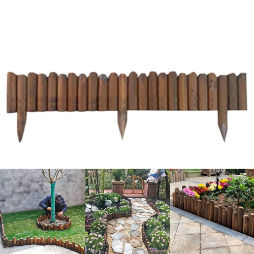 Log Roll Border As Easy Plug-In Fencing Wooden Garden Fence Log Roll ...