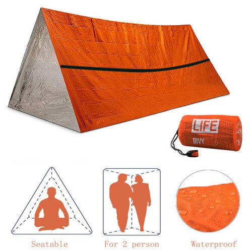 2Person Emergency Shelter Waterproof Thermal Blanket Rescue Survival ...