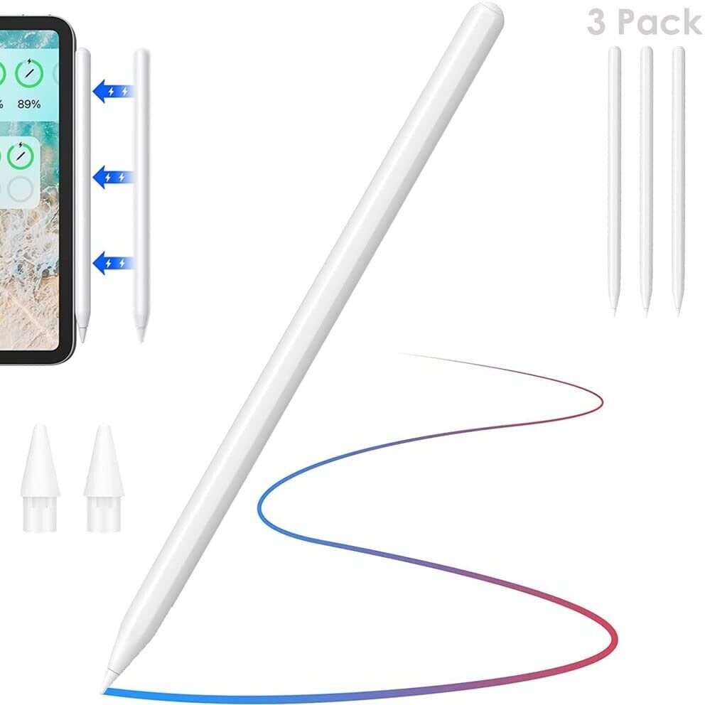 3x Apple Pencil 2nd Generation for iPad, Magnetic Wireless Charge iPad ...