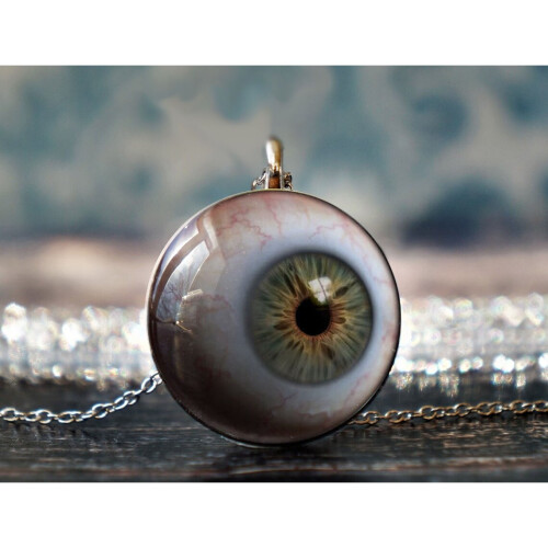 Double Sided Glass Pendant Necklace, Scary Eyeball Pendant Necklace ...