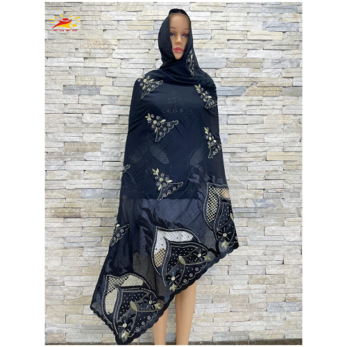 African 100% Soft Cotton Stitched Lace Scarf KASHKHA Hijab for African ...