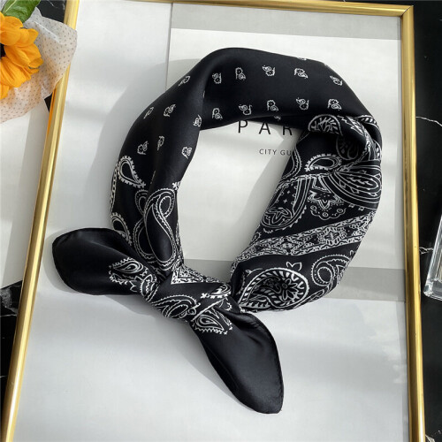 Paisley Silk Square Scarf Women Hijab Headband Soft Handkerchief Female ...