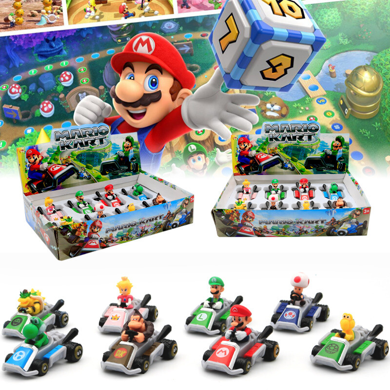 8pcs Super Mario Racing Cars Set Competitive Game Kart Toys Princess ...