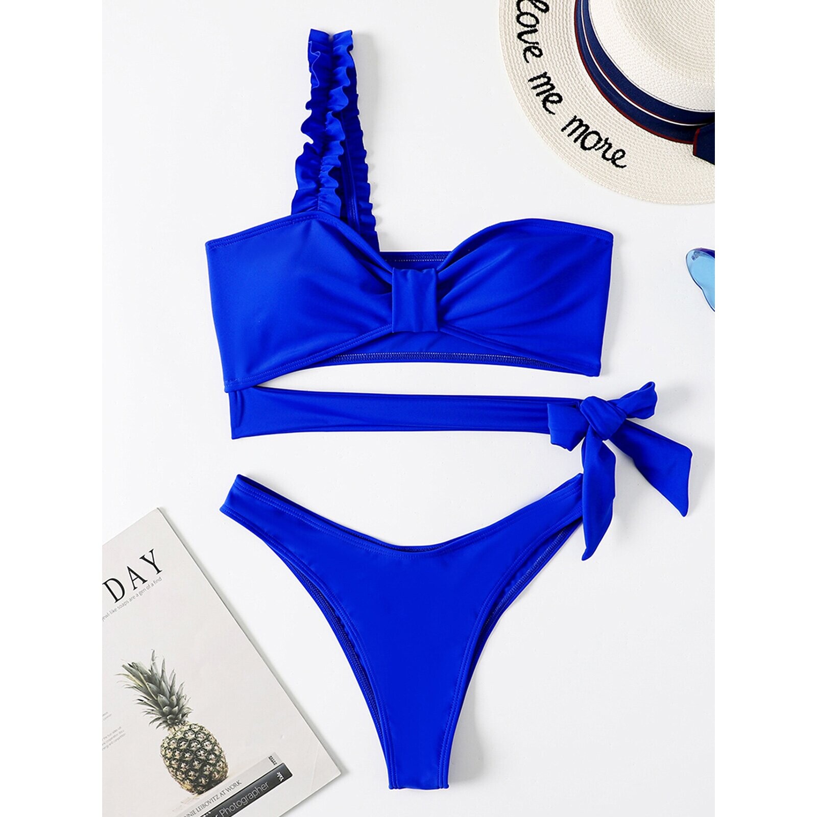 Sexy Ruffled Frilled One Shoulder Bikini Female Swimsuit Women Swimwear