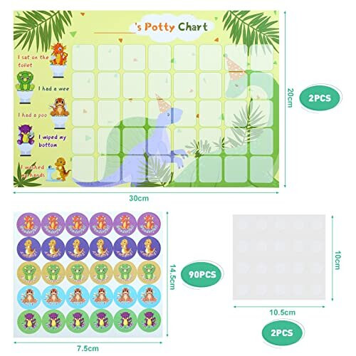 Potty Training Reward Chart, 2 Pack Dinosaur Potty and Toilet Training ...