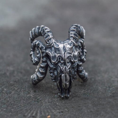 Gothic Punk Satanic Devil Skull Ring Vintage Steampunk Men's Stainless ...