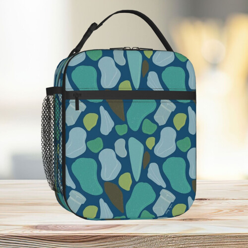 Lunch Bag Seaglass Beachcombing Pattern Tote Insulated Cooler Kids ...