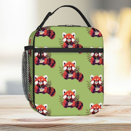 Lunch Bag Red Panda Eating Ramen Tote Insulated Cooler Kids School ...
