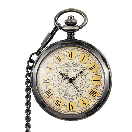 Retro Bronze Steampunk Men Mechanical Hand-wind Pocket Watch Hollow ...