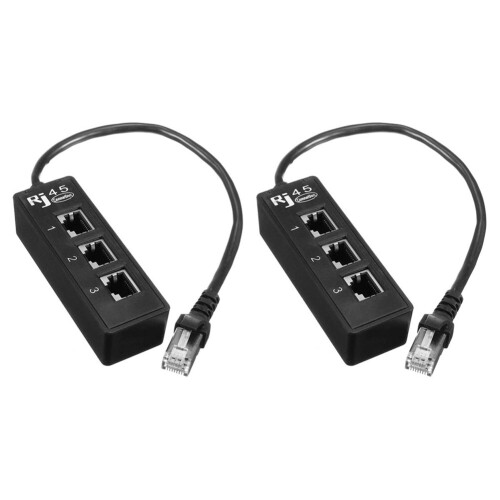 2X RJ45 Male to 3 RJ45 Female Port Network Extender Cable Splitter LAN ...