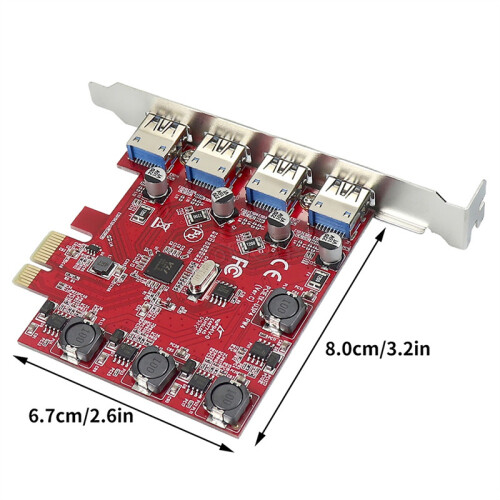 PCIe to USB 3.0 Expansion Card 4 Ports PCI Express X1 Adapter USB3 to ...