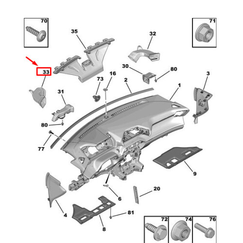 PEUGEOT 208 MK2 P21 Dashboard Left Ventilation Duct 9834601480 NEW ...