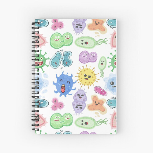 Spiral Notebook Cute Microbes Bacteria, Virus, Ecoli MicroBiology ...