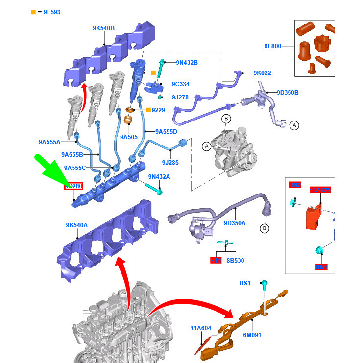 FORD ECOSPORT MK2 BK Fuel Supply Manifold Assy 1868664 FM5Q-9D280-AA ...