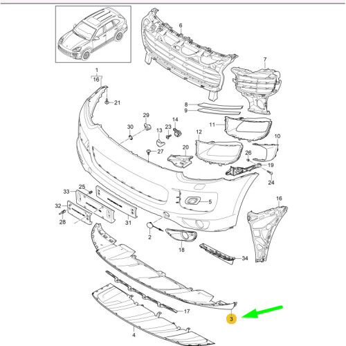 PORSCHE CAYENNE 92A Front Bumper Spoiler Sport Design 95850510020G2X ...
