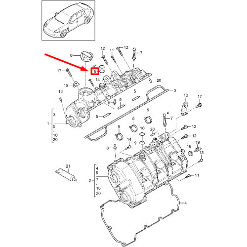 PORSCHE 95B Engine Crank. Vent Valve Seal 99970767741 999.707.677.41 ...