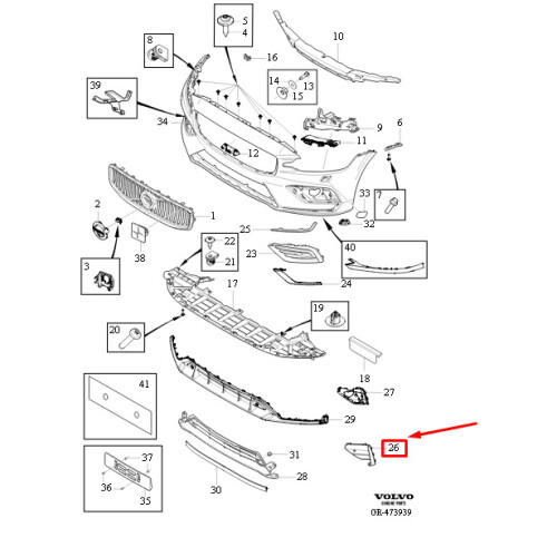 VOLVO S60 MK3 Front Bumper Left Grille 31455644 NEW GENUINE on OnBuy