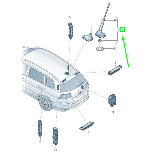 VOLKSWAGEN PASSAT B8 3G Roof Combination Ariel JKV051163A NEW GENUINE ...