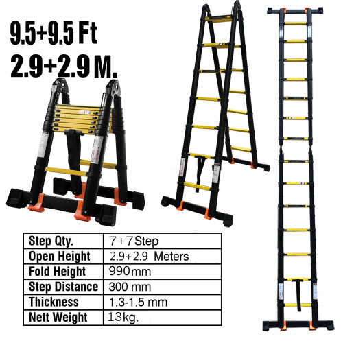 Multi-Purpose 5.8M Telescopic Folding Ladder Extendable A-Frame Ladder ...