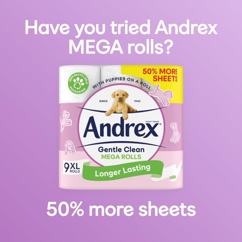 Andrex Gentle Clean Toilet Rolls - 45 Toilet Roll Pack - Bulk Buy ...
