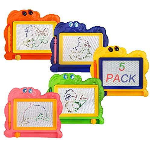 5 Piece Mini Magnetic Drawing Board for Kids - Travel Size Erasable ...