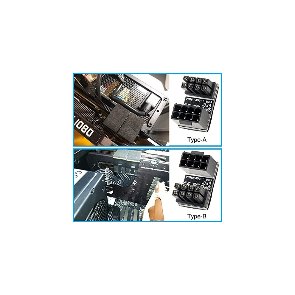 Atx 8 Pin Female To 8 Pin Male 180 Degree Angled Adapter Gpu Power