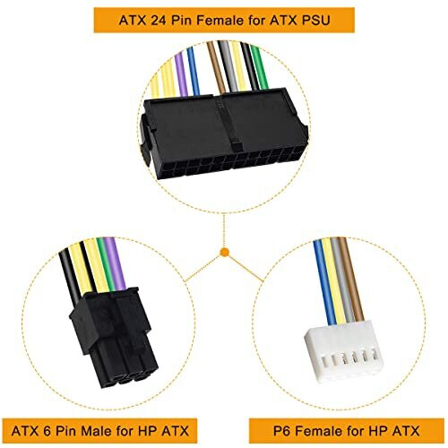 24 Pin to 6 Pin ATX Power Adapter Cable for HP Z230 SFF 18E4 / Z220 SFF ...