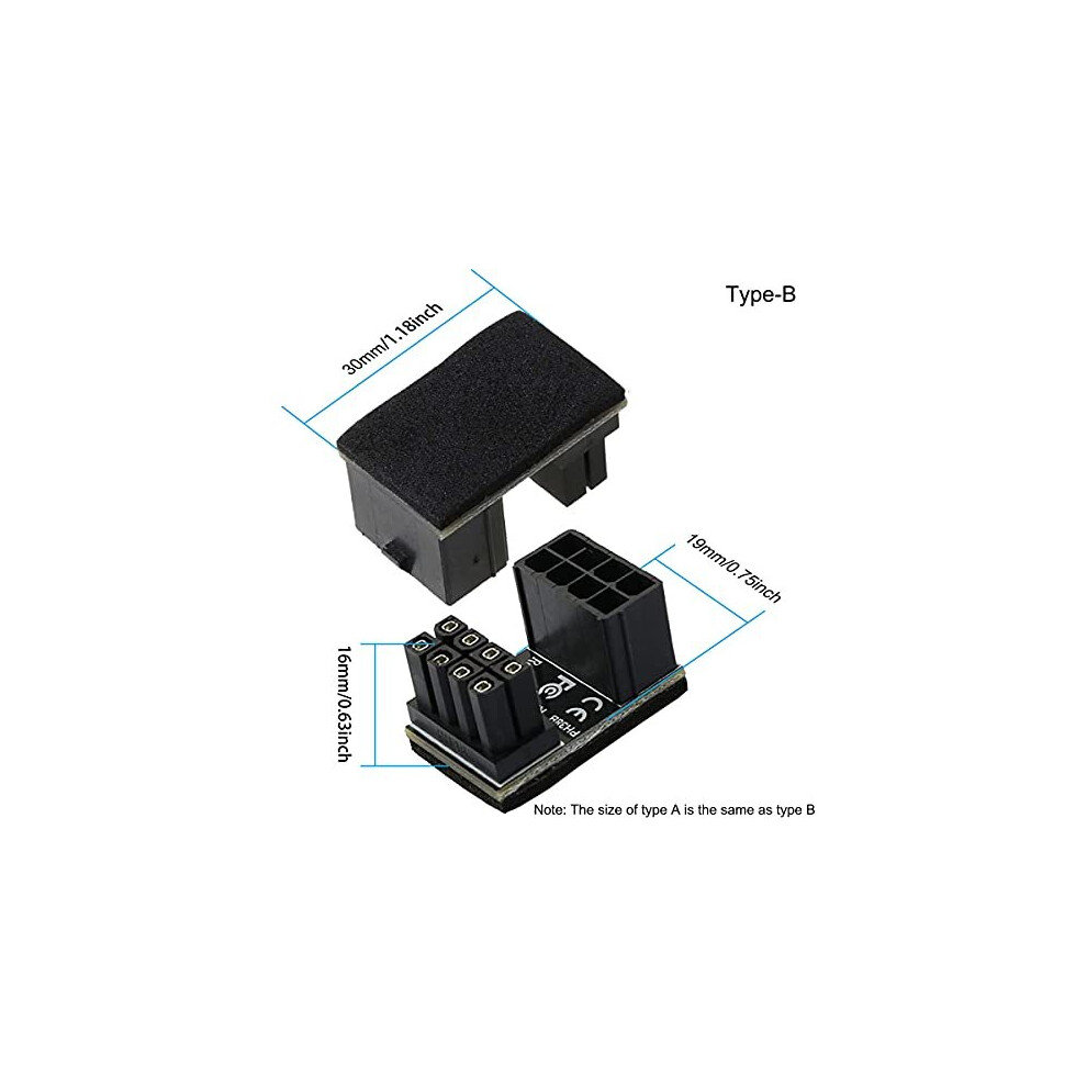 ATX 8 Pin Female to 8 Pin Male 180 Degree Angled Adapter, GPU Power ...