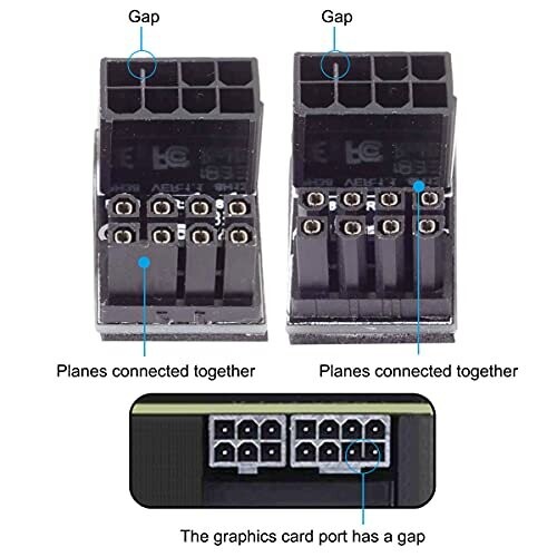 ATX 8 Pin Female to 8 Pin Male 180 Degree Angled Adapter, GPU Power ...