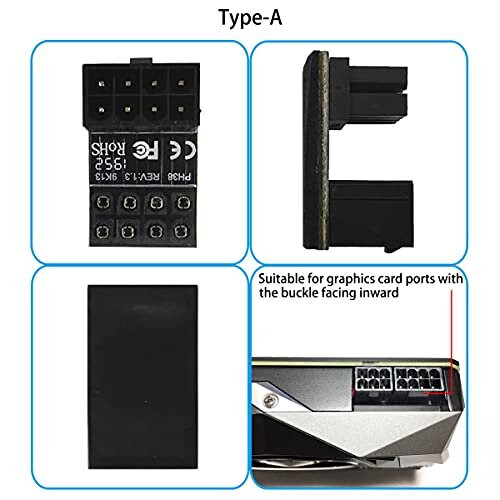 ATX 8 Pin Female to 8 Pin Male 180 Degree Angled Adapter, GPU Power ...