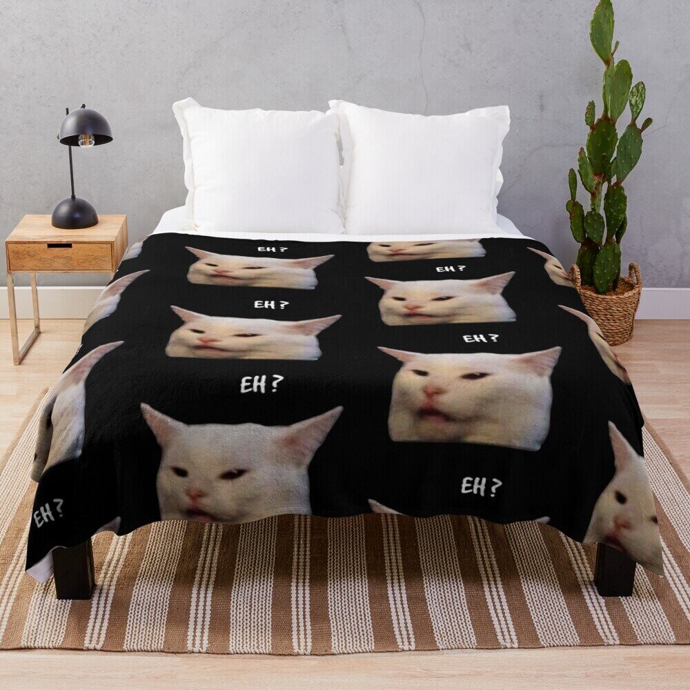 Fleece Throw Blanket Smudge the cat, table cat -funny memes for Sofa ...