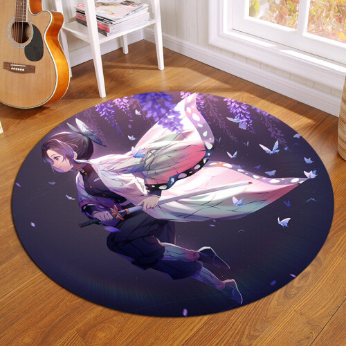 Home Designs Demon Slayer Anime Rug Kochou Shinobu Rugs for Bedroom ...