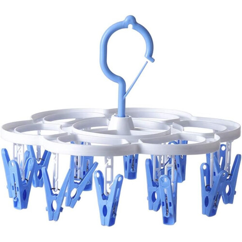 Clothespin Rack Laundry Drying Rack,Clothes Hangers with 16 Clips,Clip ...