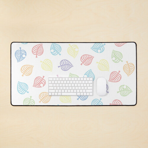 Desk Mat Nook Leaf Aloha Logo - Rainbow Pastel Colors on White Large ...