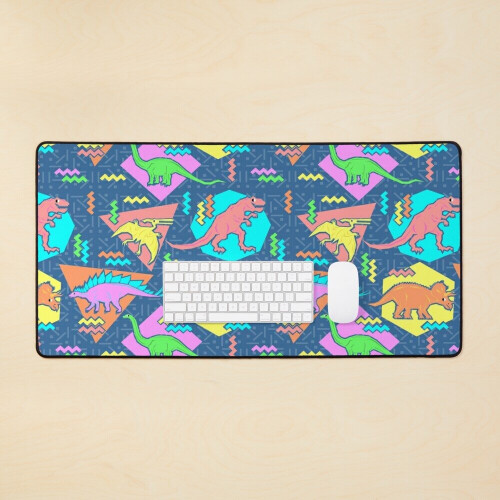 Desk Mat Nineties Dinosaurs Pattern Large Gaming Mouse Pad 35x16 Inch