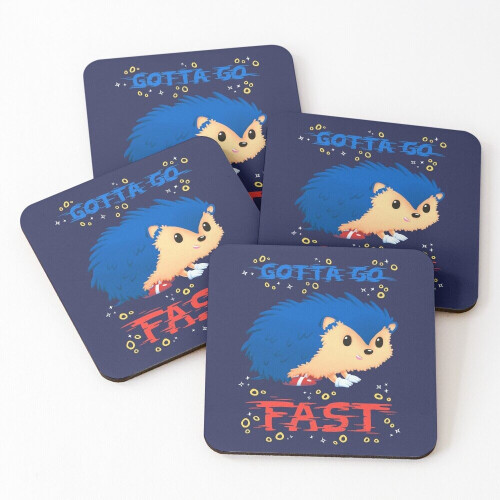 Leather Coasters Gotta Go Fast Cute Hedhehog, Retro Platformer Game ...