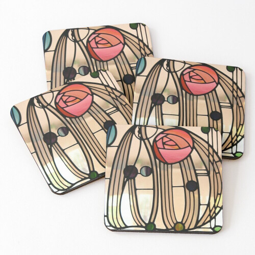 Leather Coasters Window - Charles Rennie Mackintosh Set of 4 / 4 x 4 ...