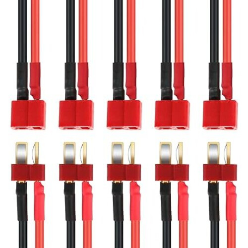 5 Pairs T Plug Connector Female and Male Deans with 14AWG Silicon Wire ...