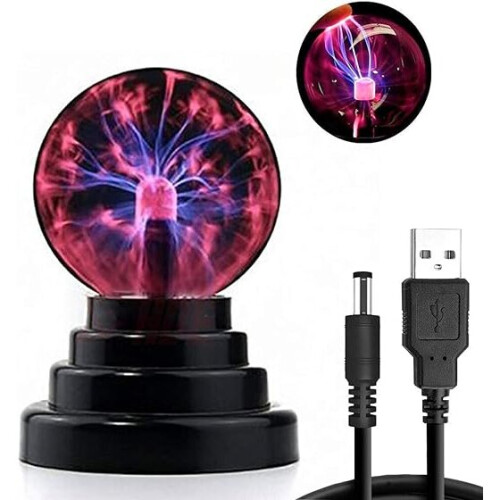 Plasma Ball Light 3" inch Magic Plasma Globe - Touch & Sound Sensitive ...