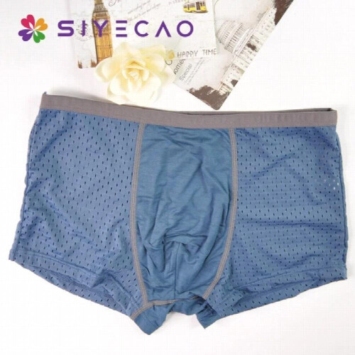 Breathable Quick Dry Flat Underwear Men Mesh Hollow Plus Size Solid ...
