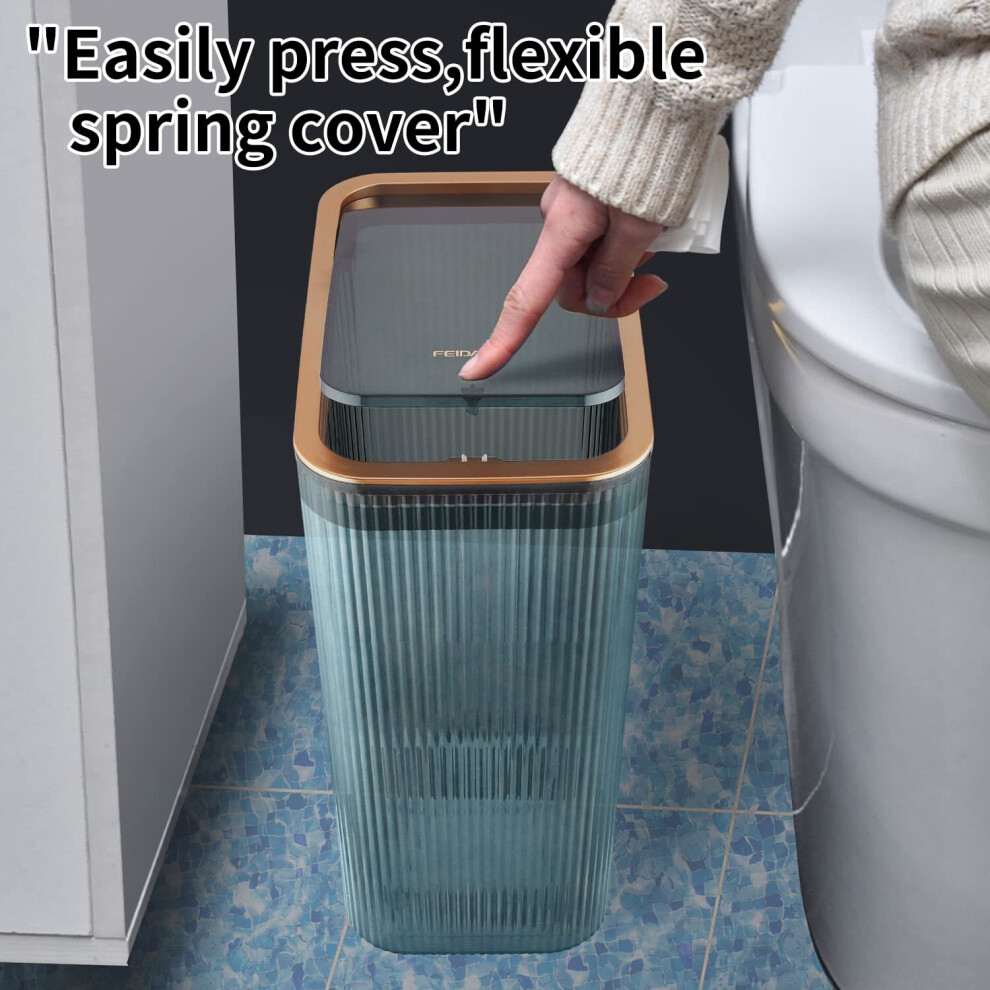 Transparent Waste Bin, Bathroom Waste Bin with Lid, Waste Bin with Push ...