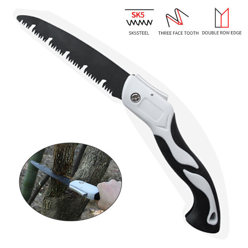 530mm Folding Hand Saw SK5 Steel Blade Soft Rubber Handle Collapsible ...