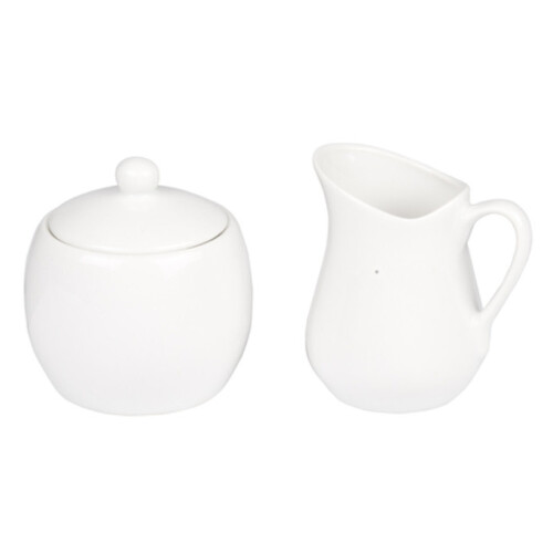 White Ceramic Teapot Milk Jug and Sugar Bowl Set Coffee Serving Set on ...