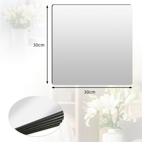 4Pcs Self Adhesive Mirror 30x30cm Adhesive Mirror Tiles 2MM Thick ...