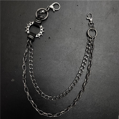 Spot Exaggerated Spiked Retro Single Circle Punk Waist Chain Hip Hop ...