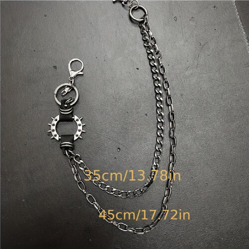 Spot Exaggerated Spiked Retro Single Circle Punk Waist Chain Hip Hop ...