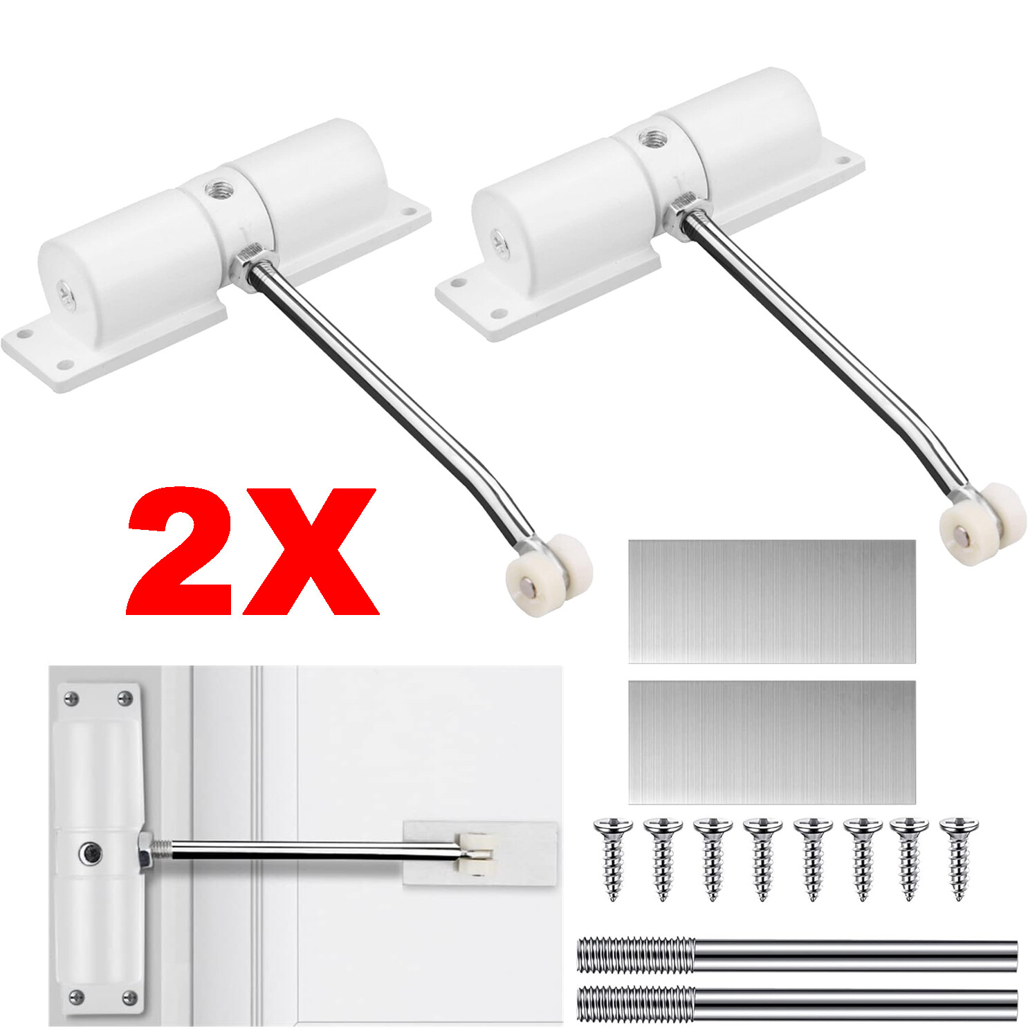 Automatic Door Closer Spring Loaded Adjustable Closing Surface Mounted ...