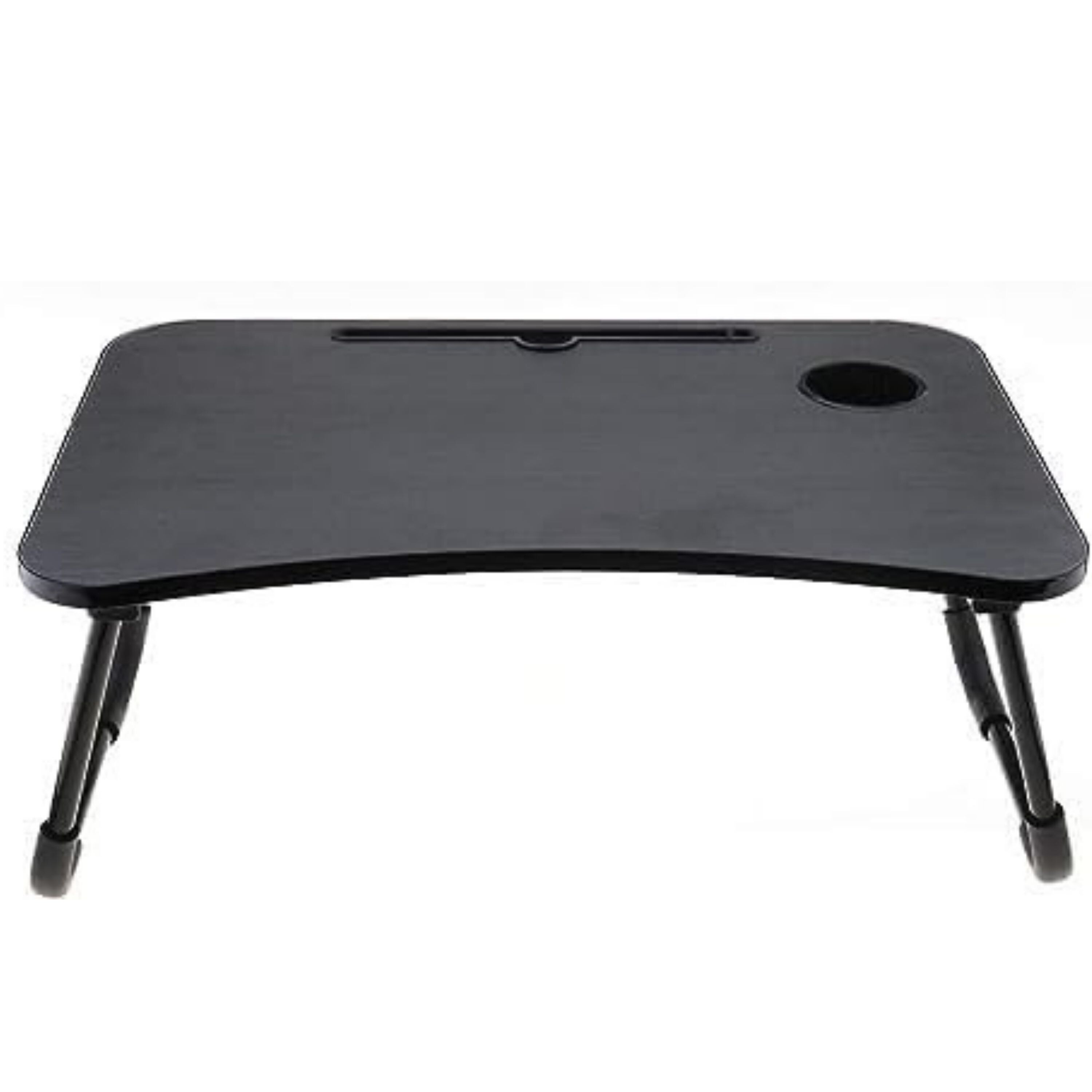 AAMEN Laptop Folding Table with Cup Holder, Laptop Tray For Small Desk ...